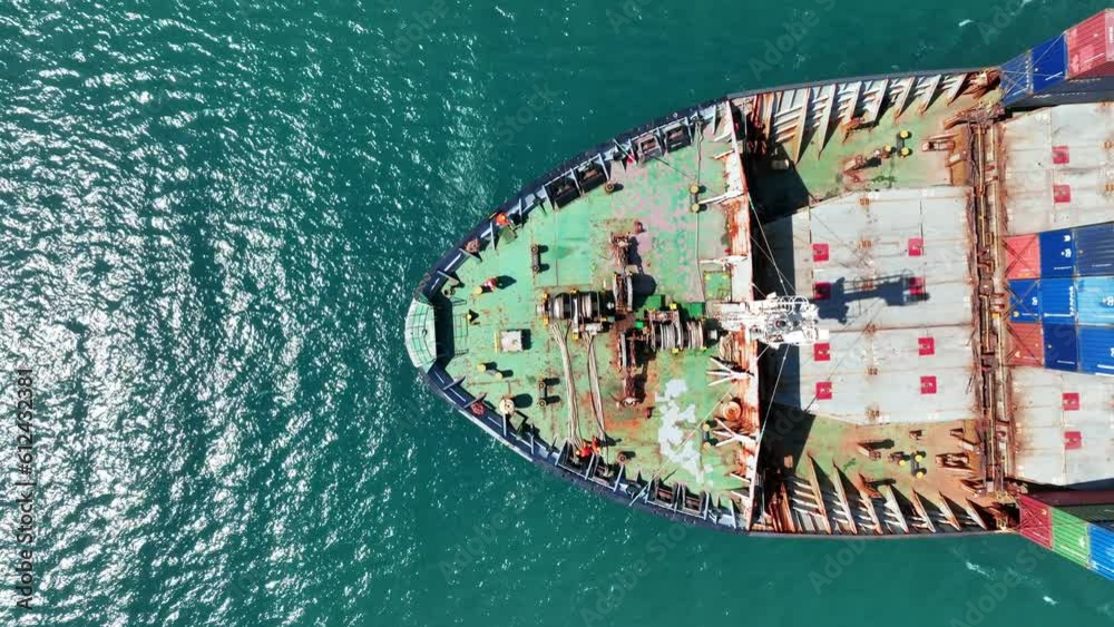 Cargo container Ship, cargo maritime ship with contrail in the ocean ...