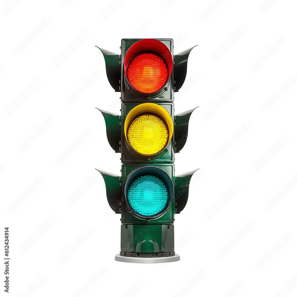 Front view at traffic lights isolated on transparent background ...