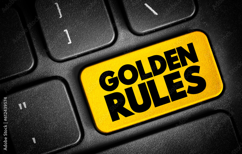 Golden Rules text button on keyboard, concept background Stock Photo ...