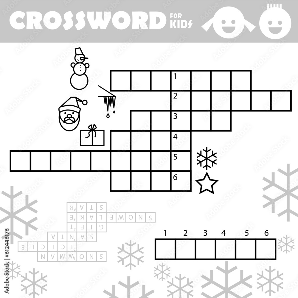 Word search crossword puzzle. Winter. Christmas. Find and write the ...