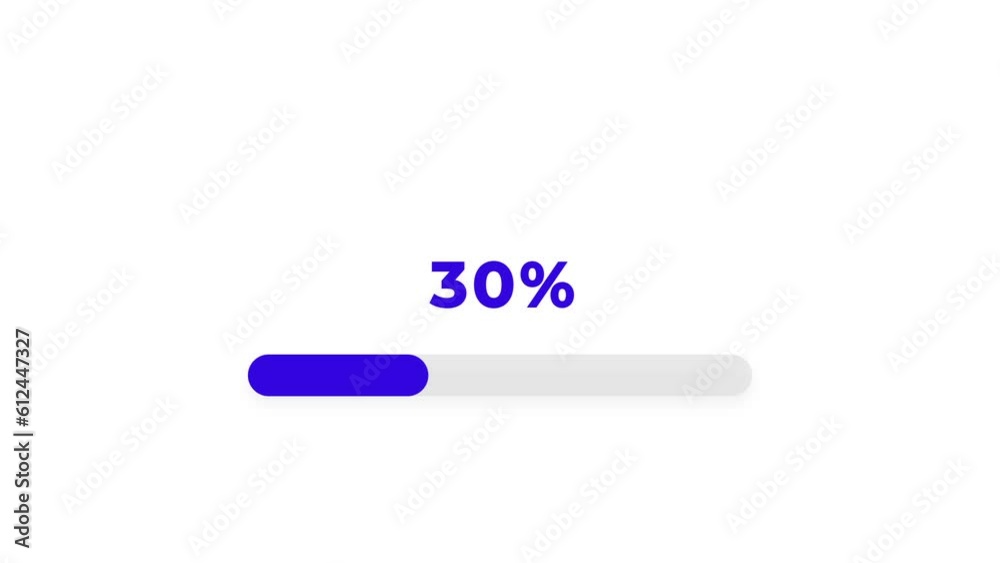 progress bar animation, percentage loading 30% on a White background ...