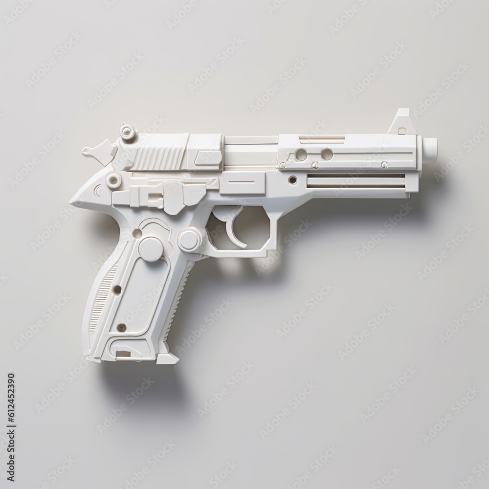 isolated 3d printed gun pistol manufactured using FLM and SLA processes ...