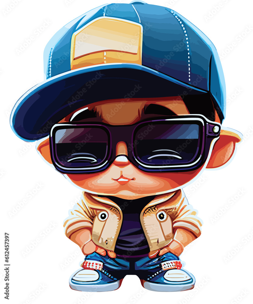 Cooles Baby Like a Boss Kleinkind mit Basecap und großer Sonnenbrille ...