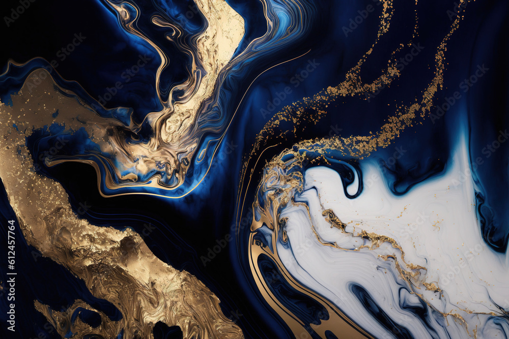 Abstract blue and gold marble background. AI Stock Illustration | Adobe ...