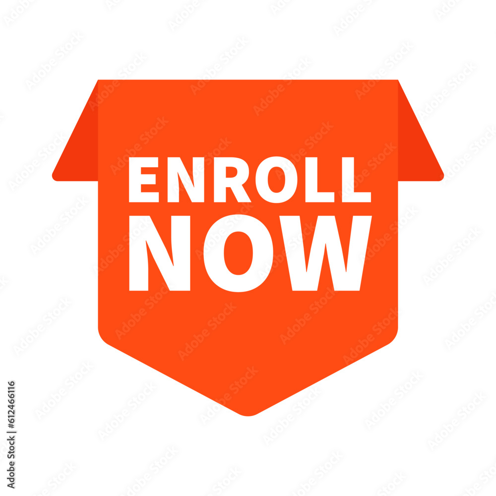 Enroll Now In Orange Color With Unique Shape For Promotion Stock Vector ...