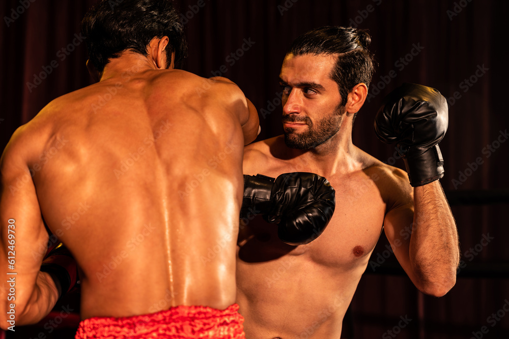 Asian and Caucasian Muay Thai boxer unleash their power in fierce ...