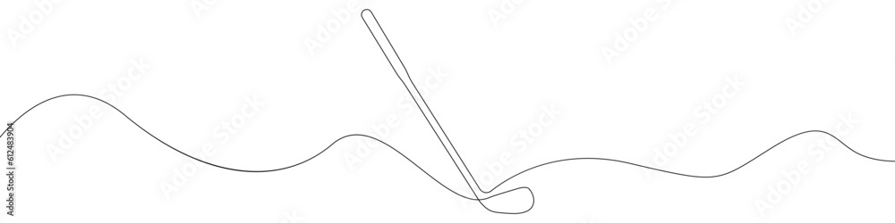 Hockey stick line continuous drawing vector. One line Bandy icon vector ...