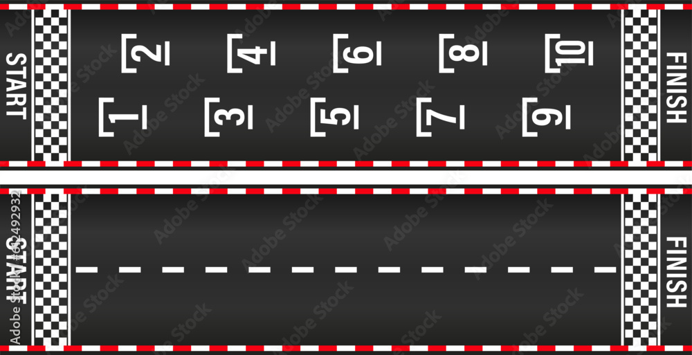 Race track with start and finish line. Start and finish concept. Moto ...