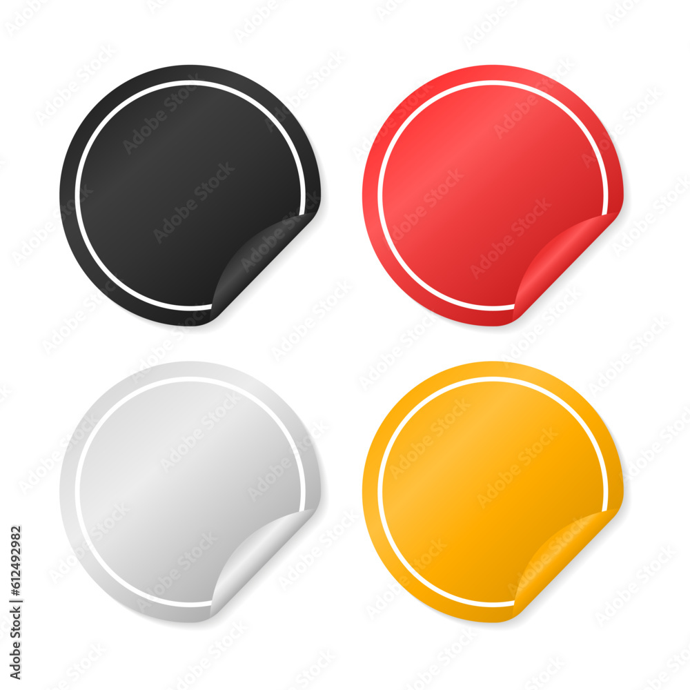 Vector blank color stickers on white background. Adhesive mock up set ...