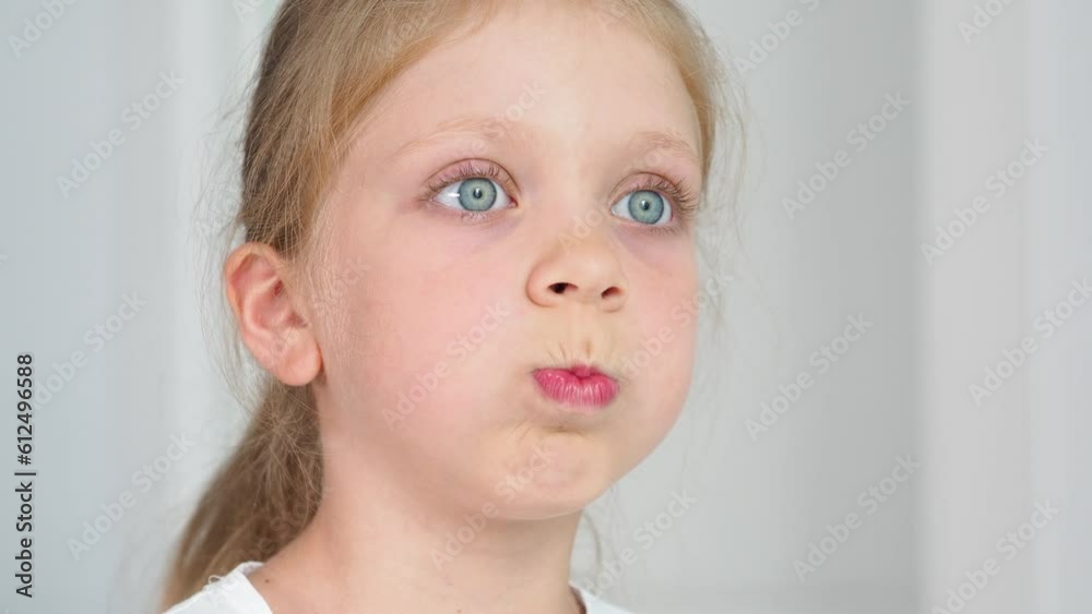 The Girl Puffed Out Her Cheeks Facial Gymnastics For Correct Speech
