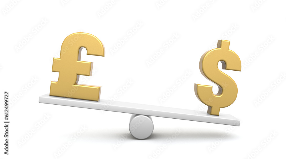 Pound to Dollar Currency Exchange isolated on white background ...