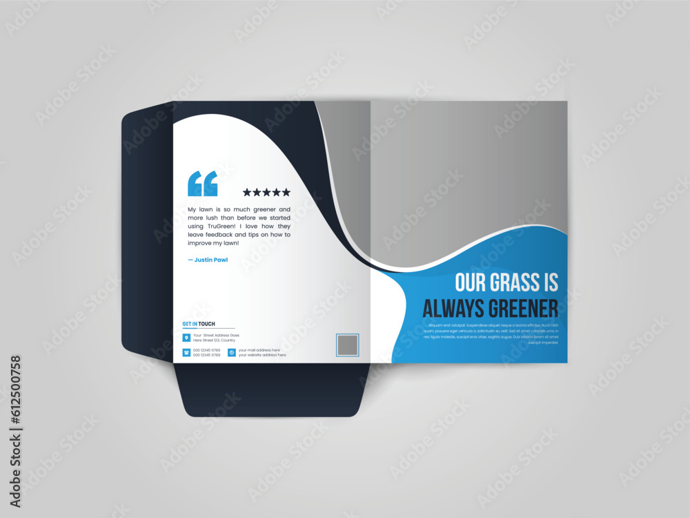 Lawn care Company presentation folder design. The layout is for posting ...