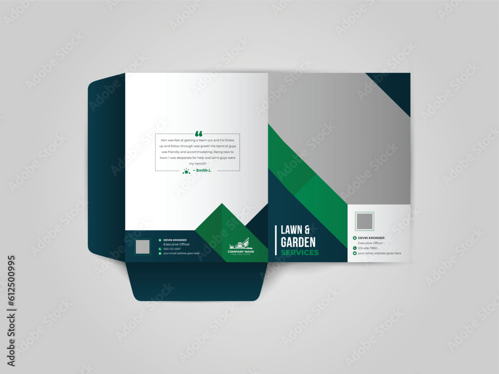 Vetor de Lawn care Company presentation folder design. The layout is ...