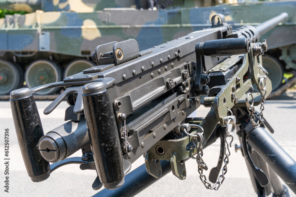 .50 cal M2 Browning machine gun rear view Stock Photo | Adobe Stock