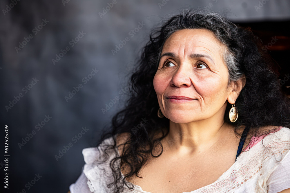 Authentic portrayal of a middle-aged Mexican woman, radiating ...