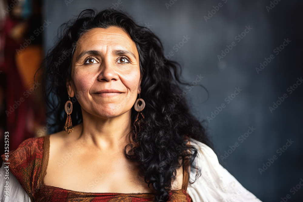 Authentic portrayal of a middle-aged Mexican woman, radiating ...
