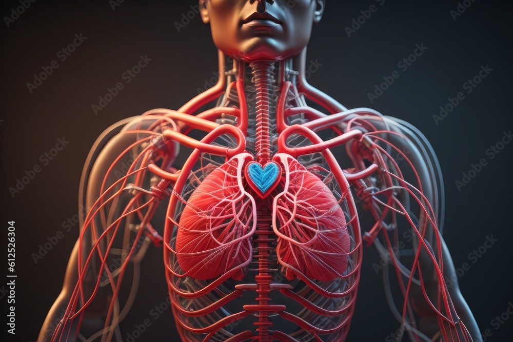 Human heart with blood vessels. 3d illustration, Human Body Organs ...