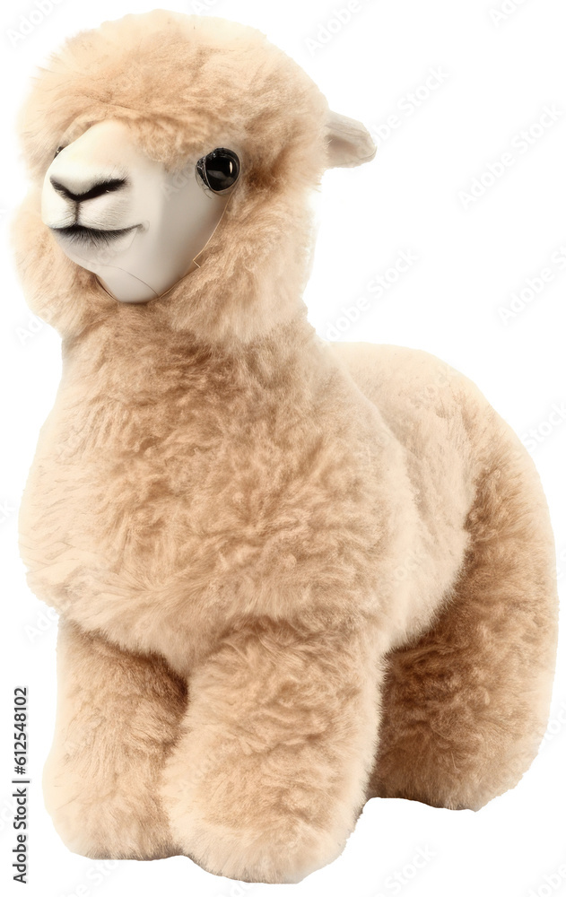 llama stuffed plush aninmal toy for children, isolated on transparent ...