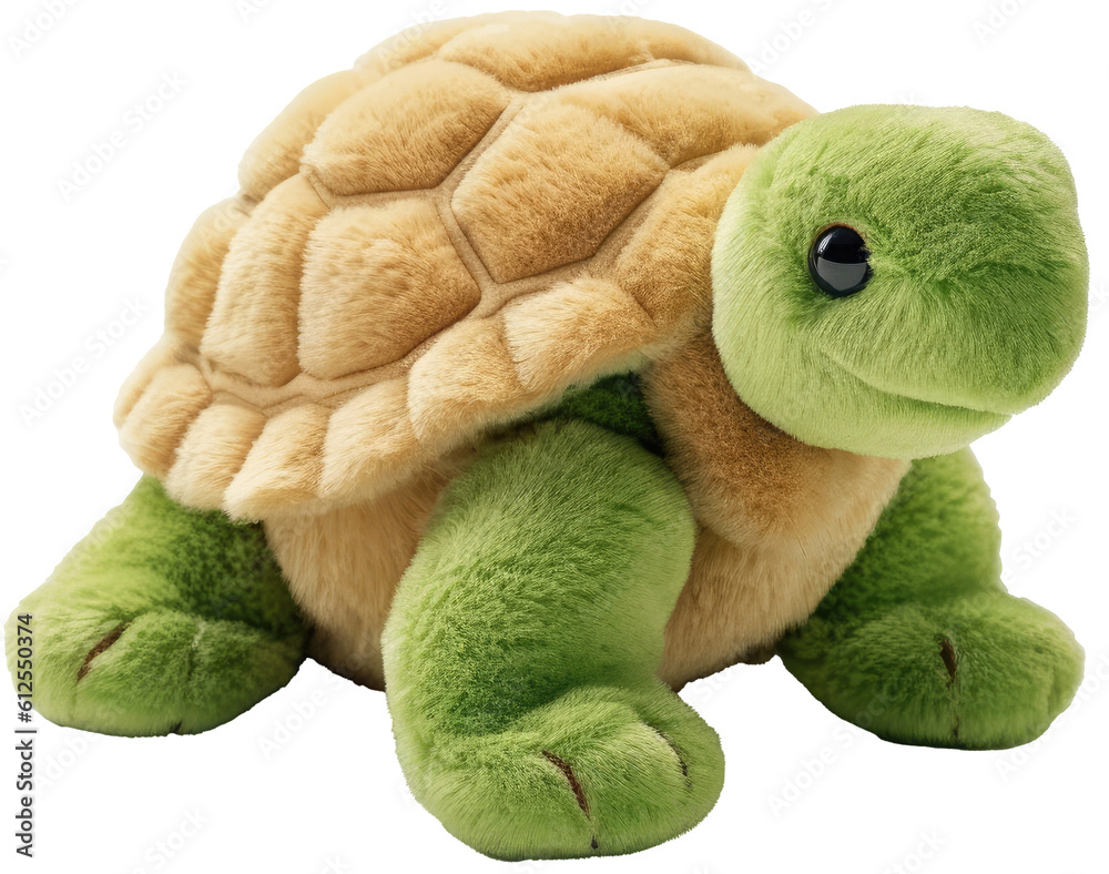 Turtle stuffed plush animal toy for children, isolated on transparent ...