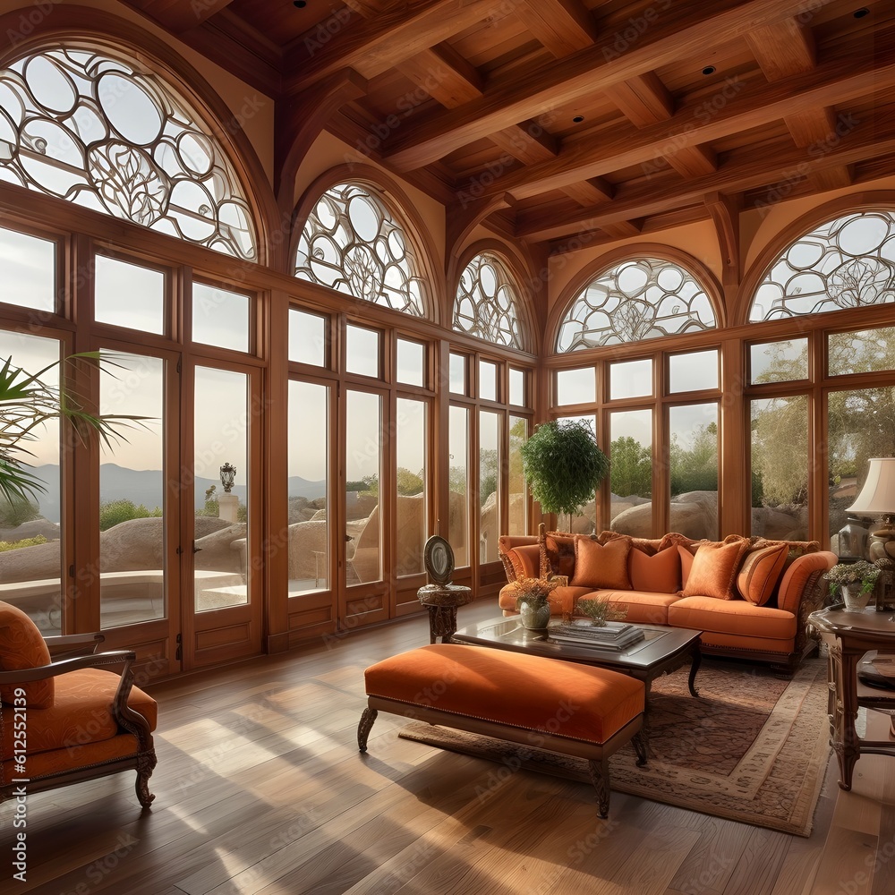 stunning interior view wood framed windows southern california. vivid ...