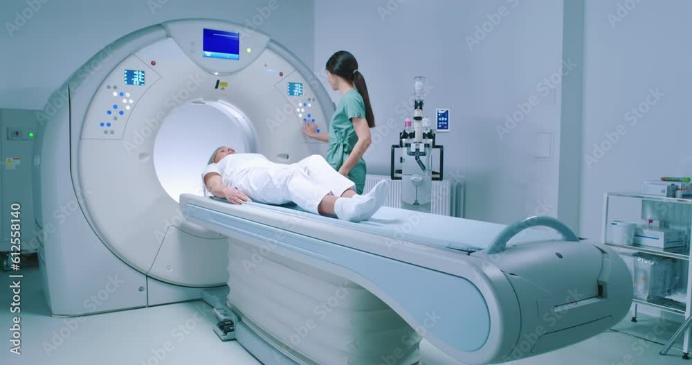 Patient is getting recommendations from doctor before MRI procedure ...