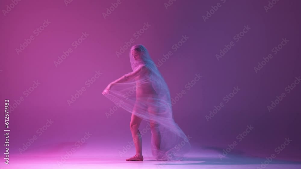 Vidéo Stock Graceful artist. Beautiful young ballerina dancing with ...