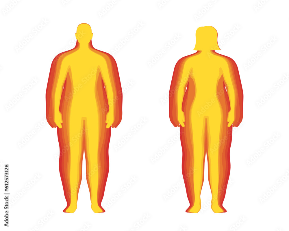 BMI classification measurement infographic set concept. Man and woman ...