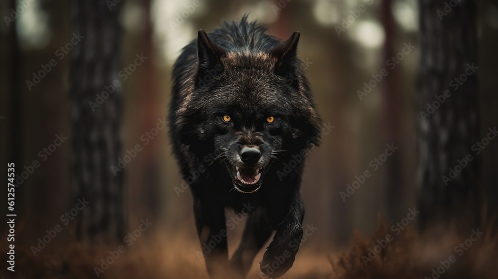 Angry Black Wolf made with Generative AI Technology Stock Illustration ...