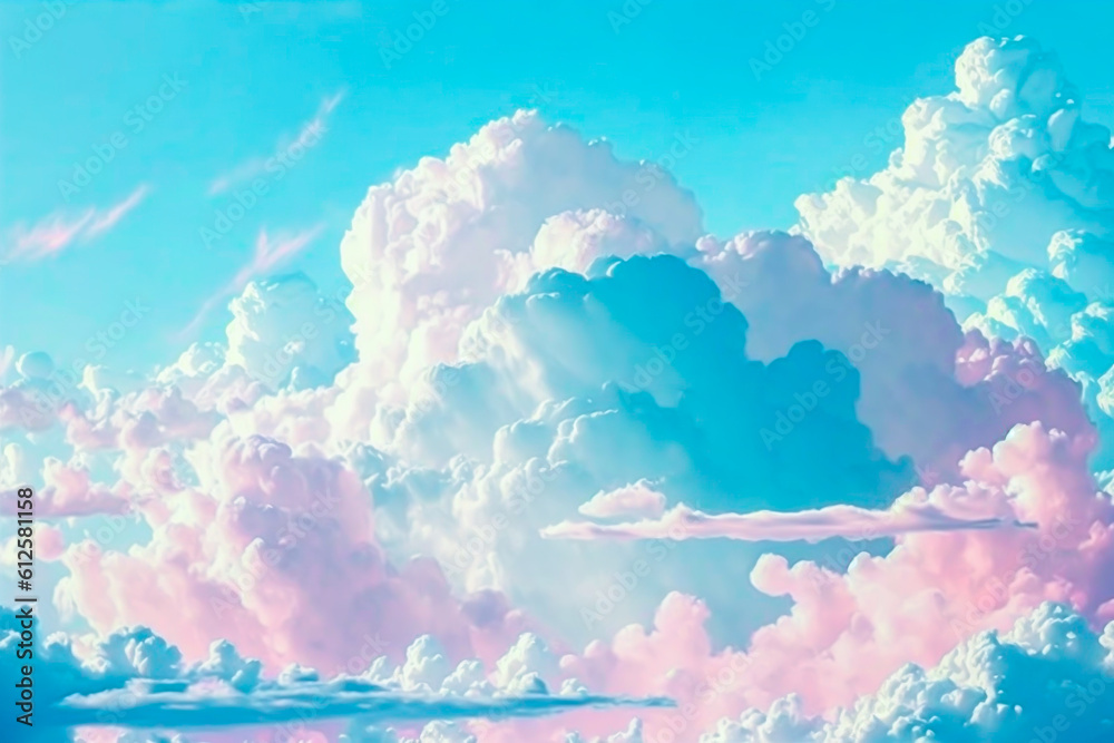 Beautiful pastel color dream-like sky and cloud illustration. Awesome ...