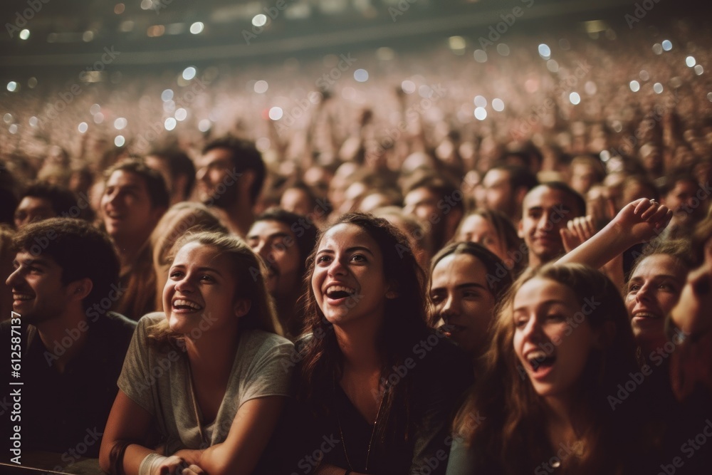 music concert performance in a huge young happy crowd stadium arena ...