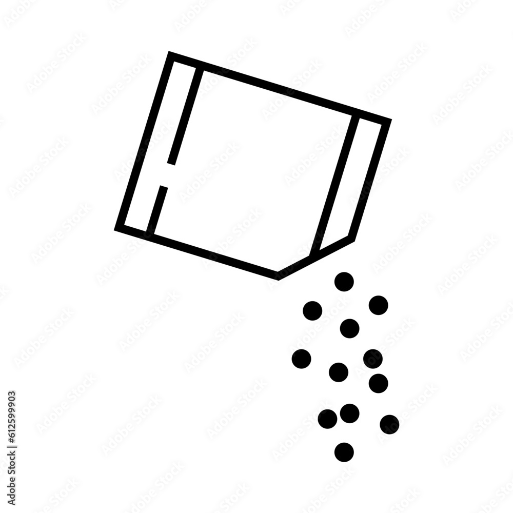 packet soluble powder icon, open paper sachet, soluble medication, thin ...