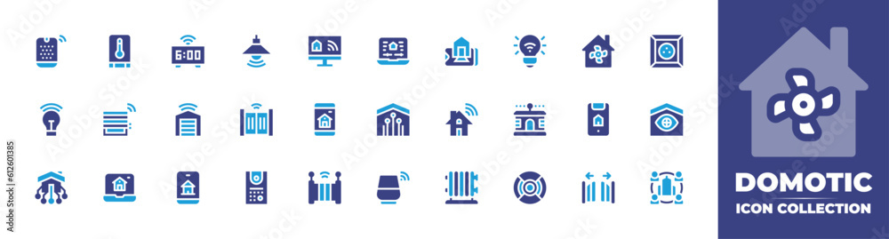 Domotic icon collection. Duotone color. Vector and transparent ...