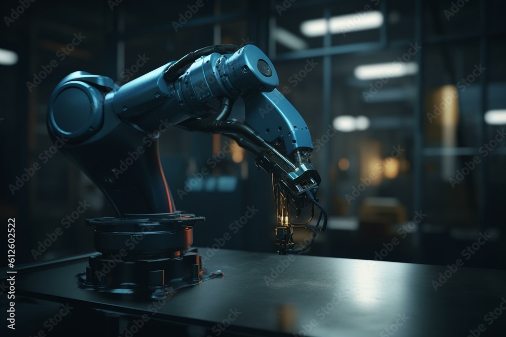 3D robotic arm symbolizing cyber security and data protection in an ...