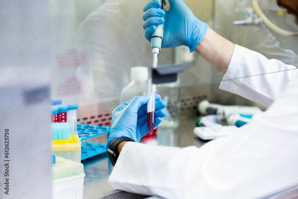 Poster Process of research and chemical experiments with vials and ...