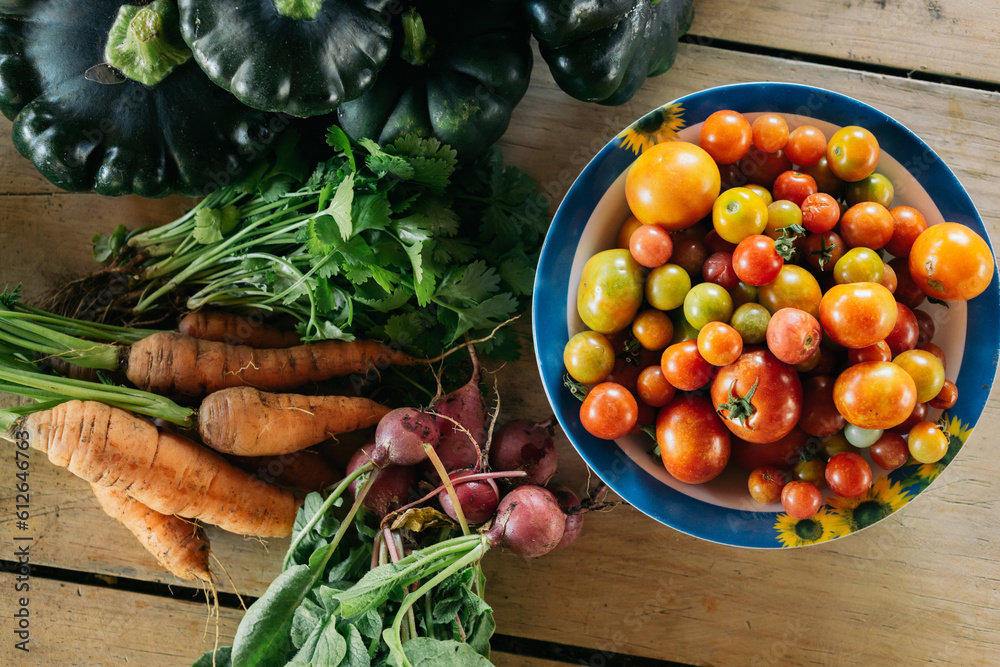 Vegetables top view. Stock Photo | Adobe Stock
