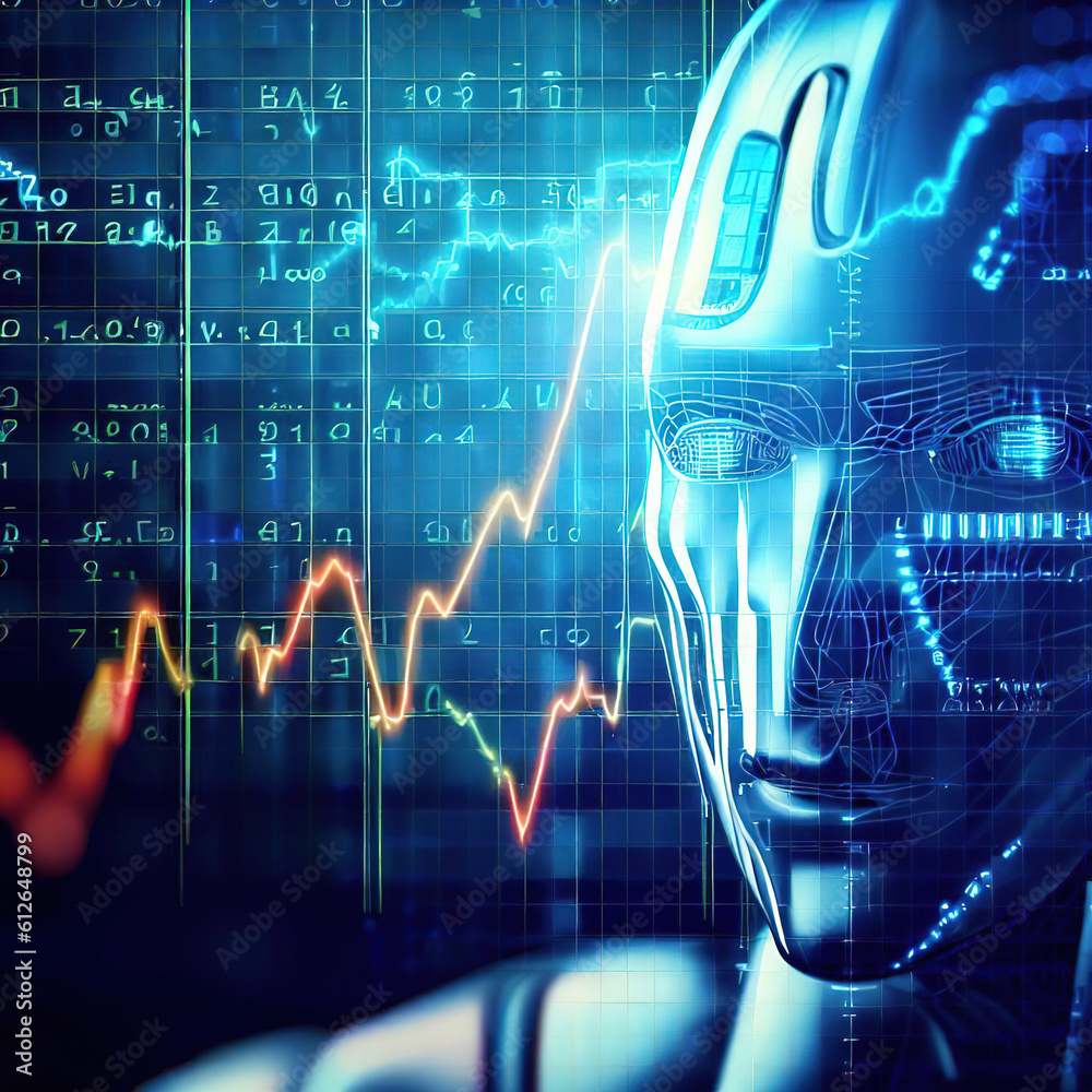 artificial intelligence in stock rise chart background with Generative ...