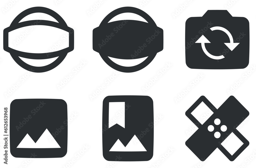 Set of 6 icons Image. Line icons collection. Outline isolated signs ...