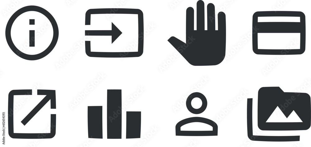 Set of 8 icons Actions. A set vector icons. Set Quality icon. for ...