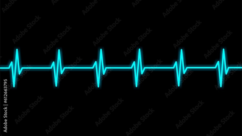 EKG blue heart pulse monitor with signal. Heart beat heart rate icon ...