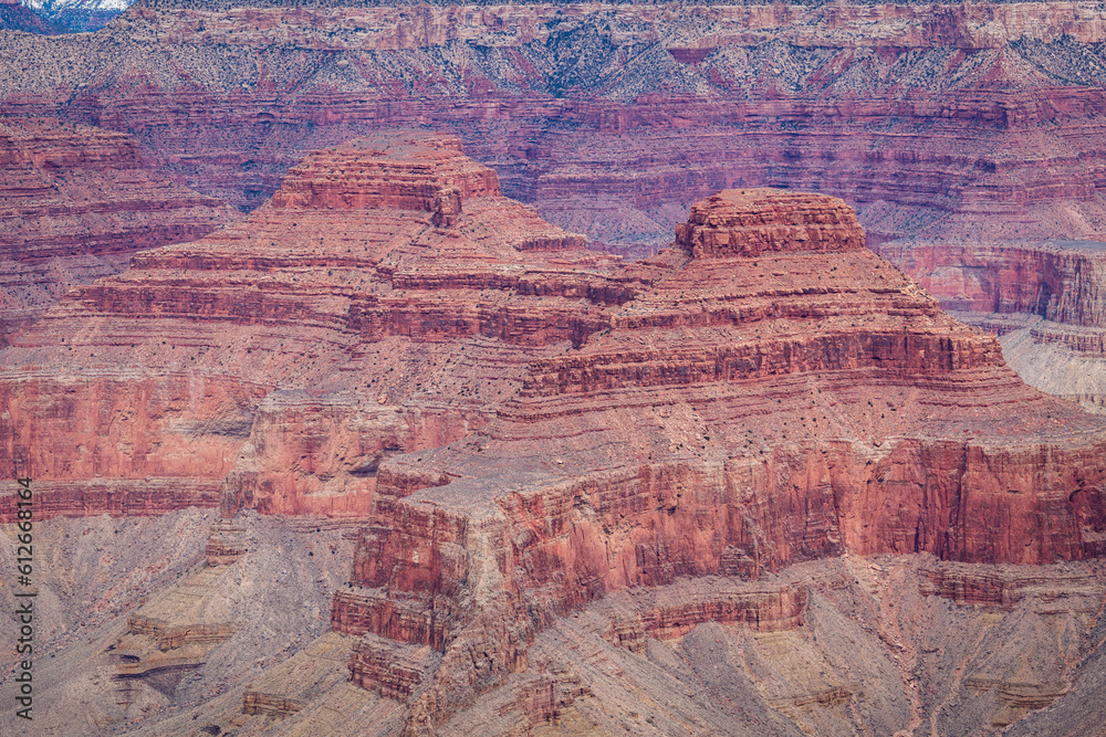 Grand Canyon plateau textures and layers of red rock Stock Photo ...