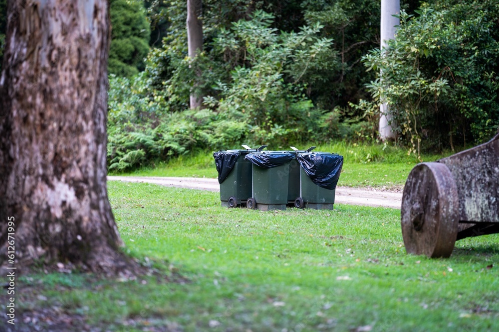Bins at a campground. Efficient Waste Management System with Wheelie ...