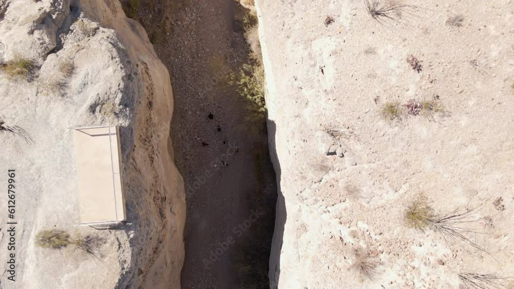 Aerial View Between Tuff Canyon Trail Cracked Walls, Volcanic Rock ...