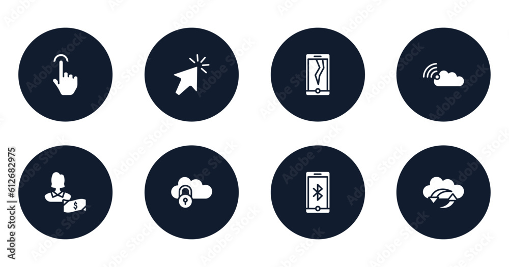 cloud computing filled icons set. flat filled icons sheet included ...