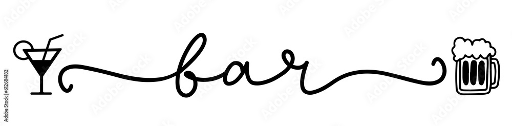 Bar. Vector logo word. Design for poster, flyer, banner, menu cafe ...