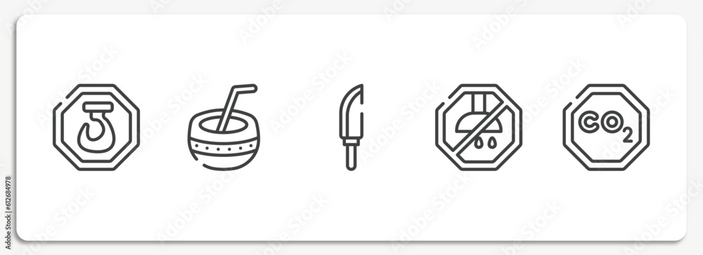 universal warning signals outline icons set. thin line icons sheet ...