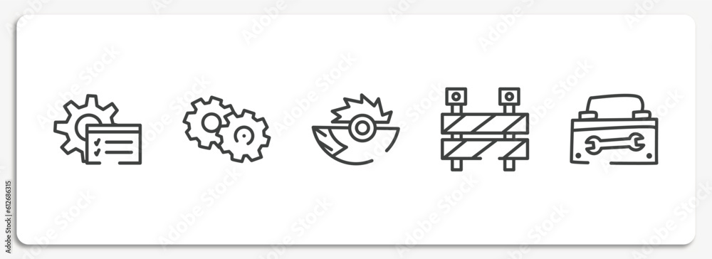 hand drawn construction outline icons set. thin line icons sheet ...