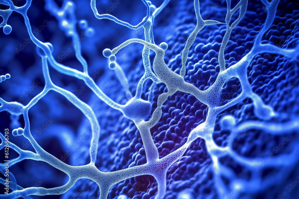 Generative AI - Electron microscopy of brain neural network, cells of ...