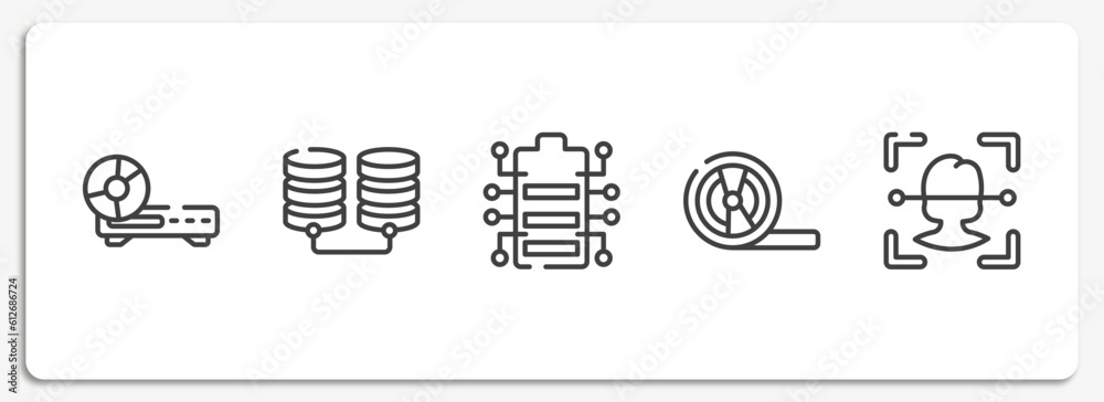 computer technology outline icons set. thin line icons sheet included ...