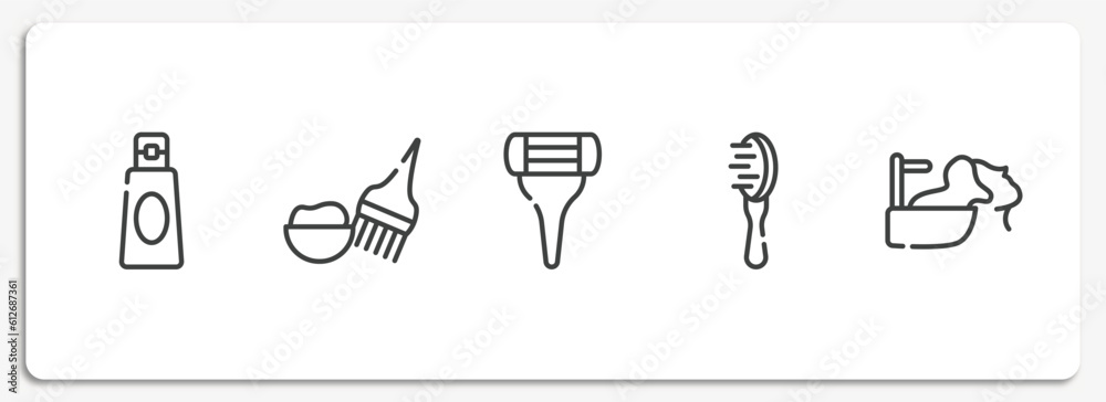 Vetor de hair salon pictograms outline icons set. thin line icons sheet ...