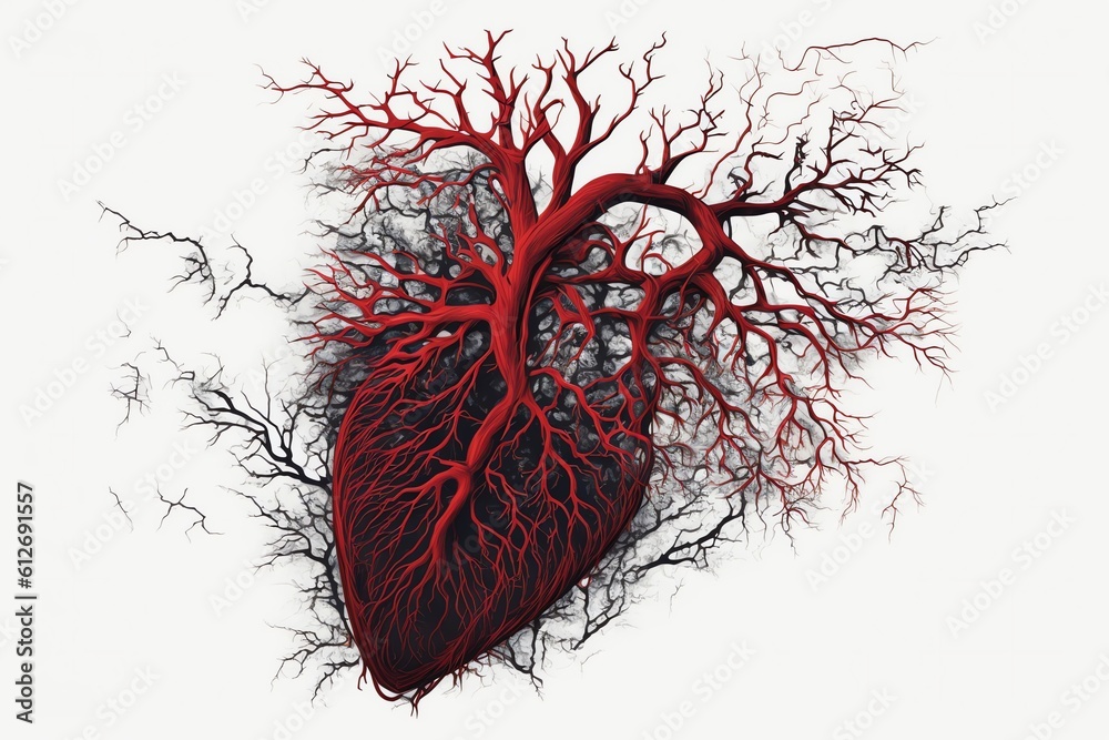 Blood vessels in shape of heart. Circulatory system. Veins and arteries ...